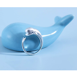 Helen de Lete Beluga White Whale S925 Sterling Silver Adjustable Ring