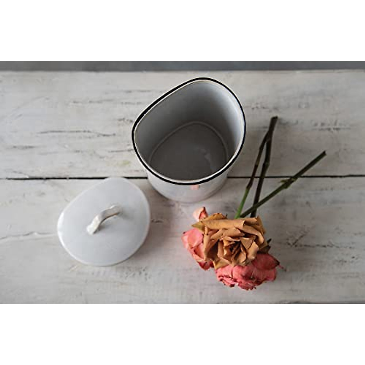 Creative Co-Op Stoneware Food Storage Container with Reactive Glaze Canister, White