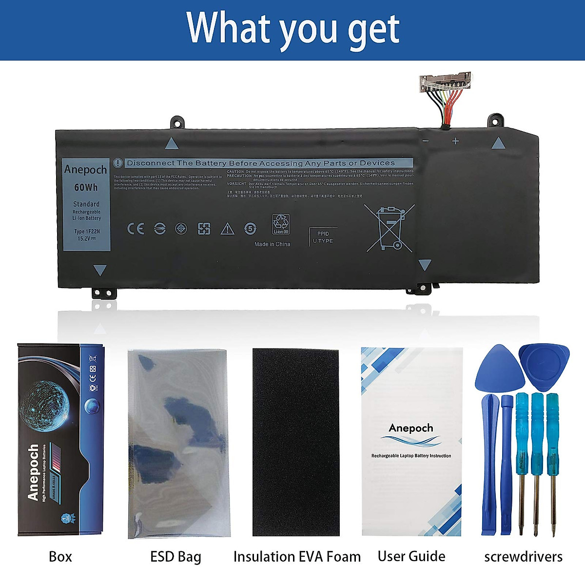 Anepoch 1F22N Laptop Battery Replacement for Dell Alienware 2018 M15 G5 15 5590 G7 7790 7590 ALW15M-D1735R R2 R1 2019 M17 Series XRGXX HYWXJ 0HYWXJ JJPFK 8622M 15.2V 60Wh 3750mAh
