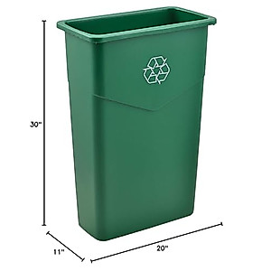 Global Industrial 23 Gallon Slim Recycling Container, Green