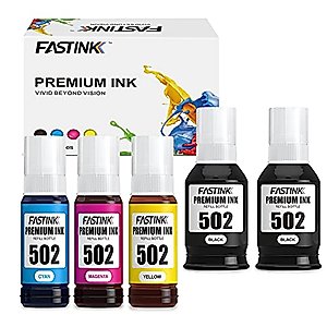 FASTINK Compatible 502 High Capacity Ink Bottles,Replacement for Epson 502 Ink Refill Bottles,Work with Ecotank ET-2760, ET-3760, ET-2750, ET-4750,ET-4760 ET-2850 ET-3830 ET-3850 Printer