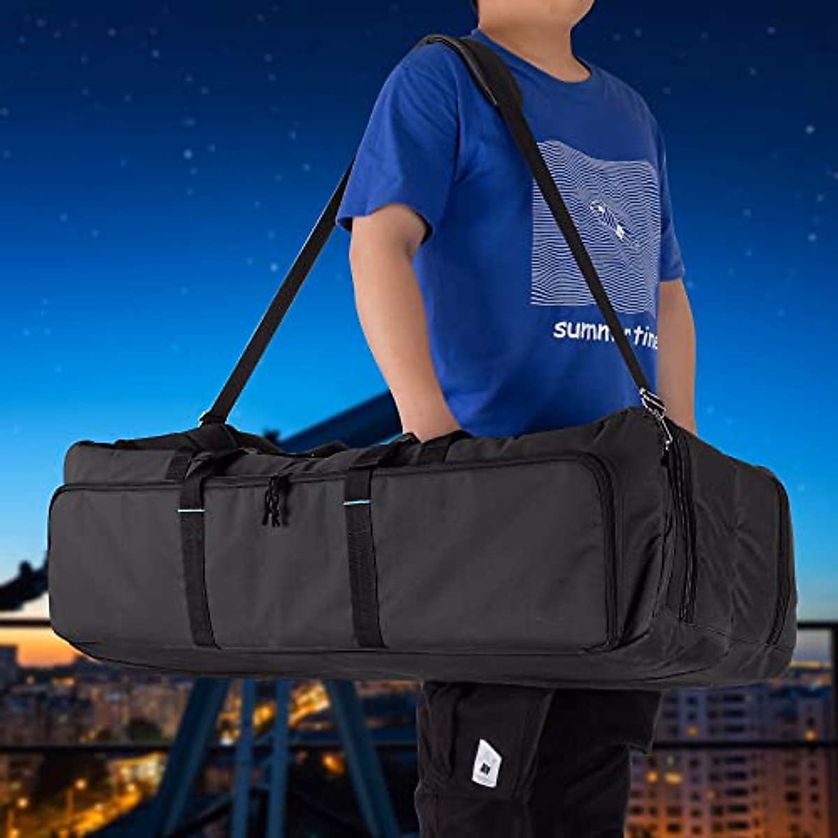 samdew Telescope Case, Double-layer Telescope Bag for Astronomical Telescope Storage, 40.8" Padded Telescope Carry Case Compatible with Celestron Telescope, Bonus Accessories Bag & Shoulder Strap