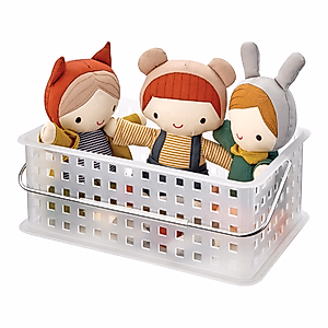 iDesign Spa Storage Organizer Basket with Handle, Stackable Container for Bathroom, Health, Cosmetics, Hair Supplies and Beauty Products, 8.69" x 13.94" x 5.12", Frost White