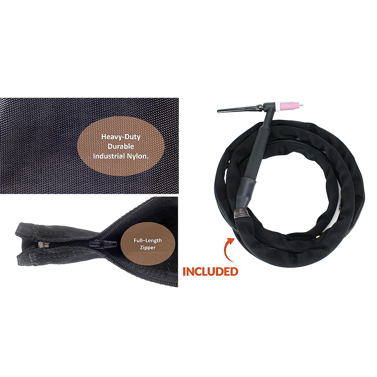 26FV Series - 200 Amp - Air Cooled - Flexible Head TIG Torch with Valve - 25 feet 1-Piece SÜA®Flex Cable - Dinse 35-70 Connector