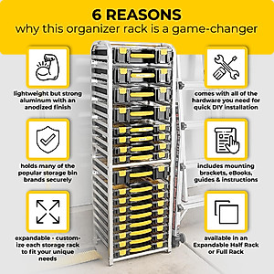 Zilker Home Premium Storage Rack for Yellow Tool Boxes - Organize Your Workspace with the Sturdy Wall Mount Tool Organizer, Utility Rack for Tools and supplies (Half Rack: 33" H x 19" W x 13" D)