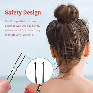 U Shaped IKOCO 2.4 inch Hair Pins for Women's Ballet Buns with Storage Box