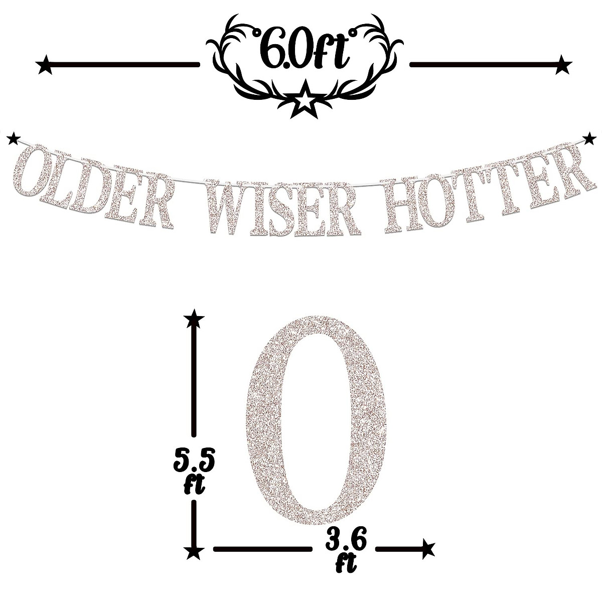 Rose Gold Glitter Older Wiser Hotter Banner, Death to My Youth 30th Birthday Banner Decorations, Funny 30th Birthday Party Decorations for Women