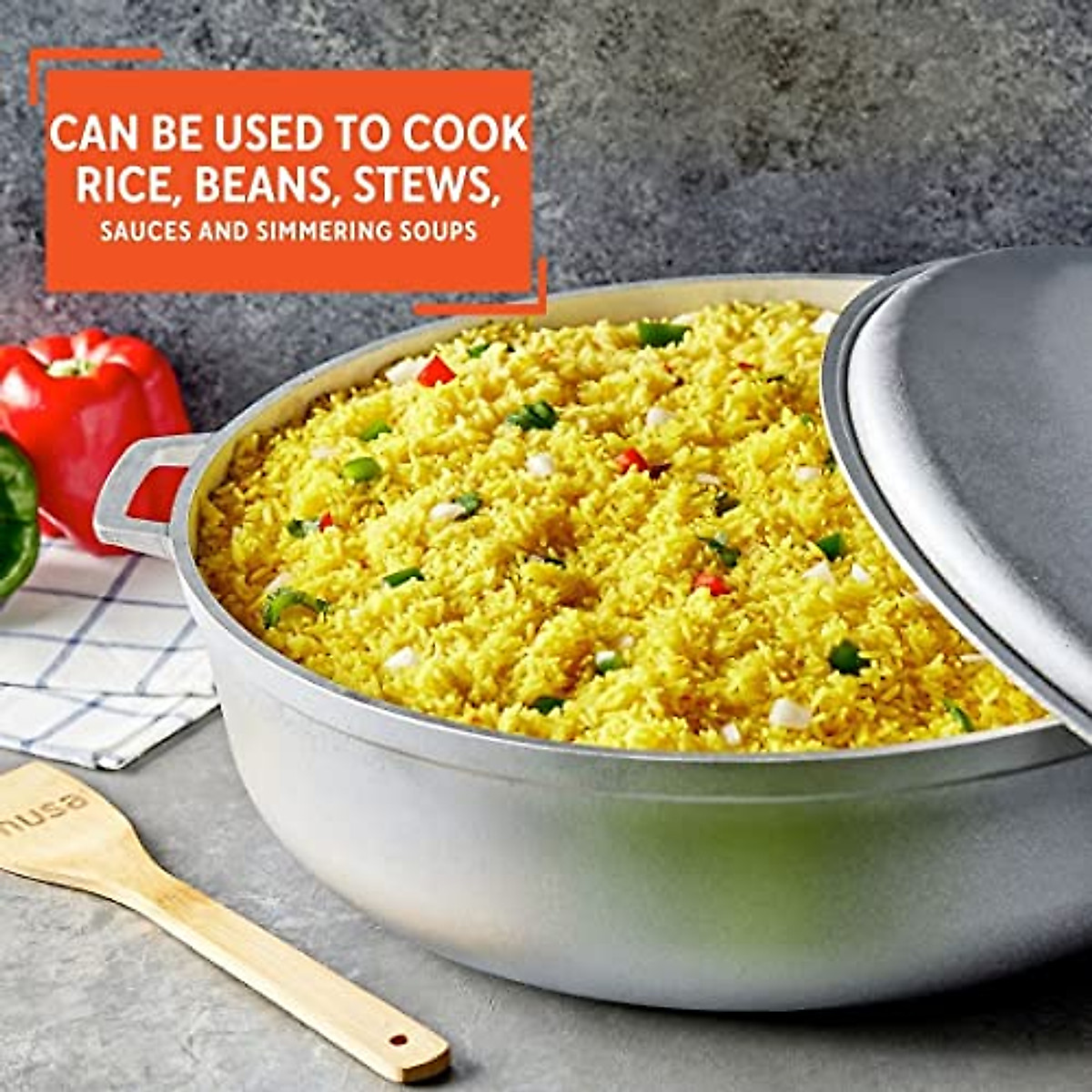 IMUSA USA Traditional Oversided Colombian Caldero 26.8-Quart/50cm, Silver