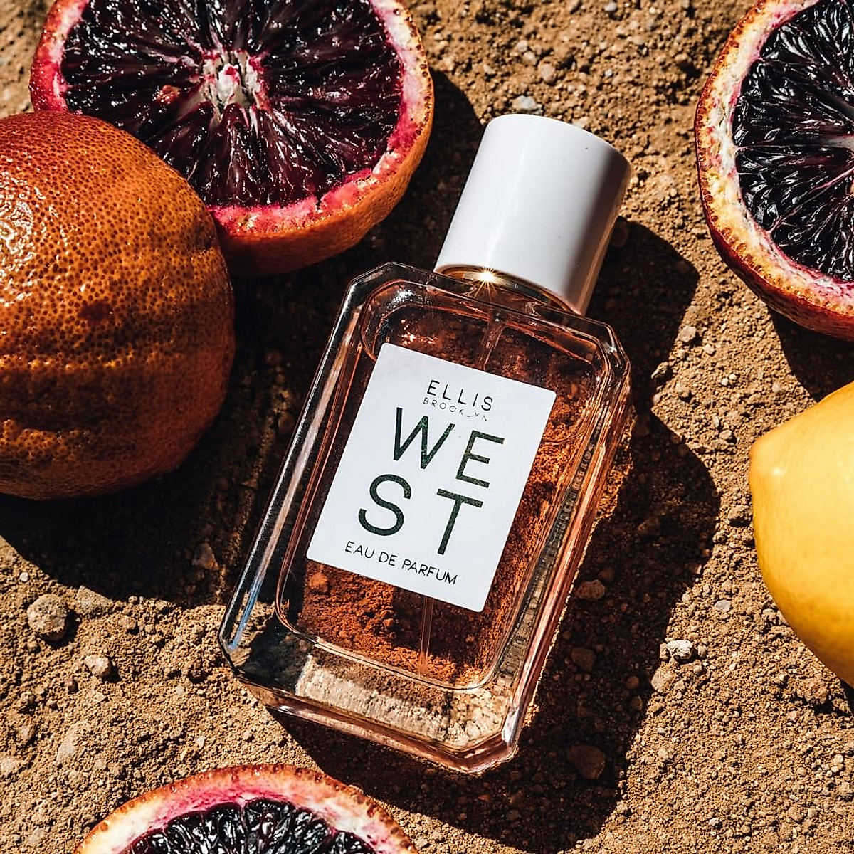 Ellis Brooklyn WEST Eau De Parfum Travel Spray - Blood Orange Pear Blossom Vetiver - Clean Vegan Non Toxic Unisex Fragrance - 10 ml