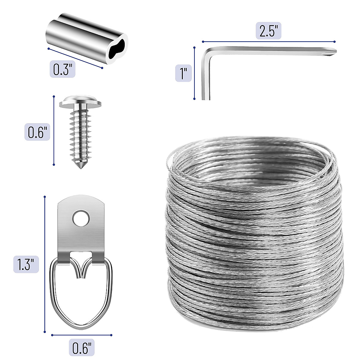 Mr. Pen- Picture Hanging Wire Kit, 100Ft Picture Wire Hanging, D Rings Picture Hanging, Picture Frame Hanging Kit, Picture Frame Wire, Wall Hanging Kit, Wire for Hanging Pictures, Painting Hanging Kit