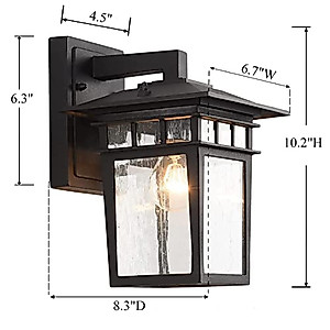 Smeike Outdoor Wall Lantern, Exterior Lighting Fixtures Wall Mount, 2 Pack Black Outdoor Sconce with Seeded Glass, Exterior Porch/Patio Lights for House Front Door Garage