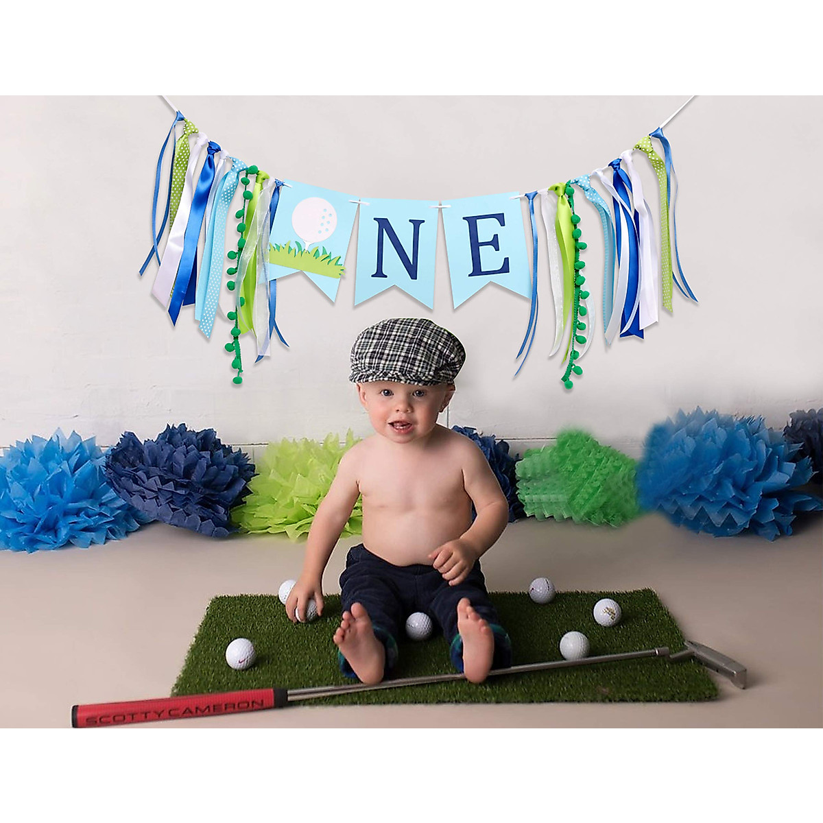 Golf 1st Birthday high Chair Banner - Golf 1st Birthday Party Decorations in one, Golf seat high Chair Banner, Birthday Party Banner, Cake Smashing, Photography Props.