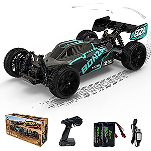 EXBONZAI Remote Control Car 1/12 Hobby RC Buggy 4WD RTR Off-Road RC Drift Car 2.4G for Adults High Speed Racing RC Cars 48+KM/H with 2 Batteries Aluminum Alloy Shock Tower, Kraze (Blue)