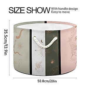 ALAZA Boho Bohemian Moon Snake Evil Eye Storage Basket Gift Baskets Large Collapsible Laundry Hamper with Handle, 20x20x14 in