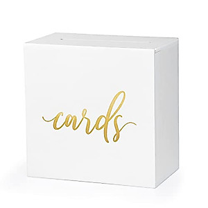 Hooqict White Wooden Wedding Card Box Large Rustic Gift Card Box with Slot for Wedding Reception Wishing Well Memory Money Box for Birthday Anniversaries Baby Shower Graduation