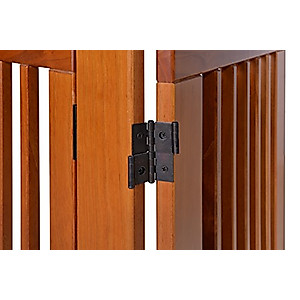 BarkWood Pets Freestanding Pet Gate with Two 24"W x 36"H Folding Wood Panels, Cappuccino
