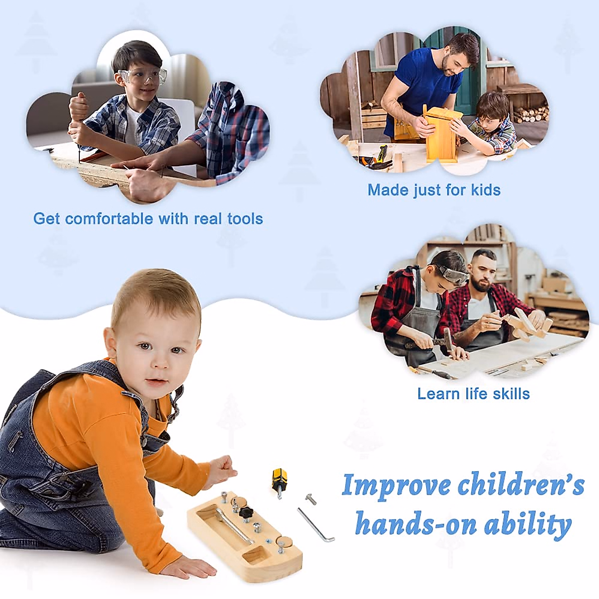 YGORTECH Montessori Wooden Screw Driver Board for Kids, Montessori Toys for 3 Year Old, Basic Skills Educational Sensory Learning Toy for Kids Toddlers Preschool.