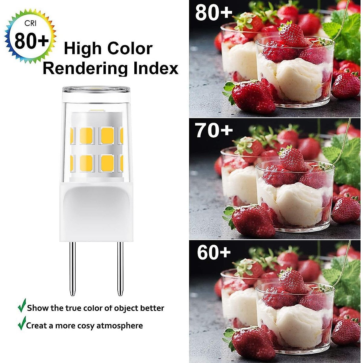 YKWCW G8 LED Bulb, 3W Equivalent to 20W-25W Halogen Bulb, T4 JCD Type Bi-Pin G8 Base, 120V Puck Light Bulbs for Under Cabinet Light, Under Counter Kitchen Lighting, 3000K Warm White （5 Pack）
