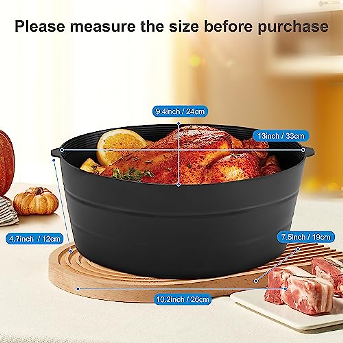 Silicone Crock Pot Liner, Reusable Slow Cooker Liner, Suitable For Microwave, Oven, 7-8 Quart Oval Slow Cooker Crock Pot (Black)