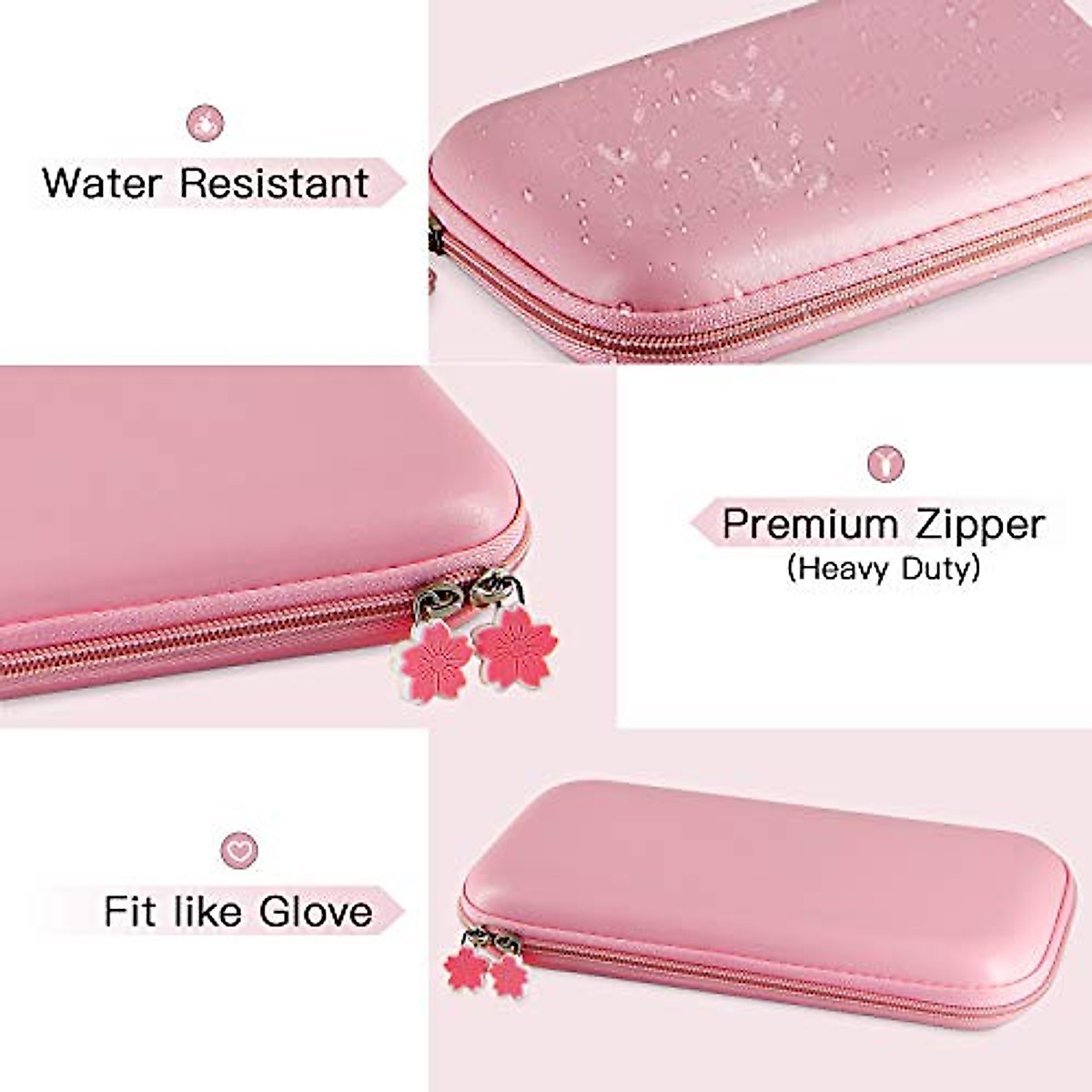 Switch lite classic Case - Protective Case Compatible with Switch lite- Fits Extra Controllers and 9 NDS Cards slot- Includes Accessories Pouch and Shoulder strap Cute Switch lite Case（Sakura pink）