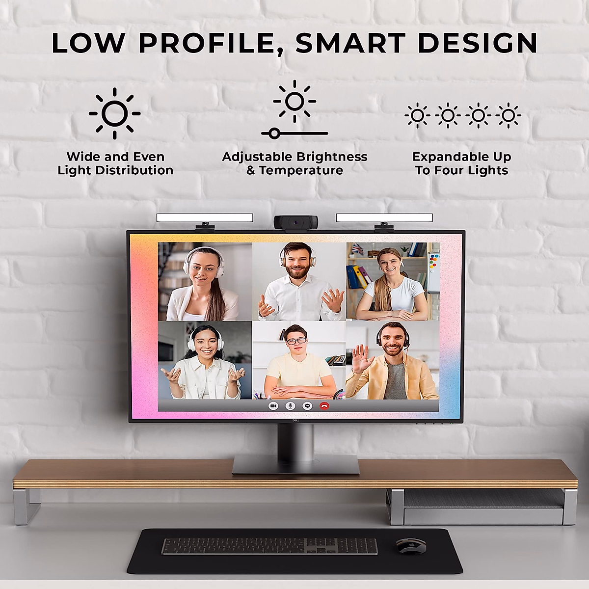 HumanCentric Video Conference Lighting - Webcam Light for Streaming, LED Monitor and Laptop Light for Video Conferencing, Zoom Lighting for Computer, Replaces Ring Light for Zoom Meetings, Single Kit