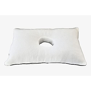 Holey Pillows Ergonomic Firm Memory Foam Ear Pillow with Ear Hole | 50x30cm | for Side Sleepers, Ear Pain & Post-Piercing Relief | Ideal for Chondrodermatitis CNH | Firm Support
