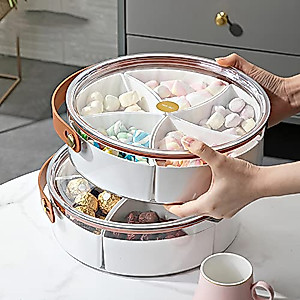 amokk Divided Serving Tray with Lid and Handle Snackle Box Charcuterie Container Portable Snack Platters Clear Organizer for Candy, Fruits, Nuts, Snacks, for Parties, Entertaining, Picnic (Transparent)