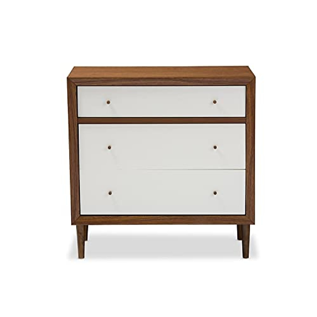 Baxton Studio FP-6782-Walnut/White chests-of-Drawers, Medium, White and Walnut