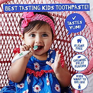 Jack N' Jill Natural Toddler Toothpaste for Baby, Kids and Infants 6 Months & Up, Fluoride Free Training Toothpaste for Toddlers 1-3, 40% Xylitol, BPA Free - Strawberry & Blueberry, 1.76 oz (3 Pack)