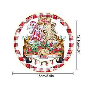 Christmas Diamond Art Painting Hanging Pendant Kit Special Shaped Diamond Dots Art Acrylic Ornaments Christmas Gnome Diamond Art Pendant for Adult Home Wall Window Decor Gift