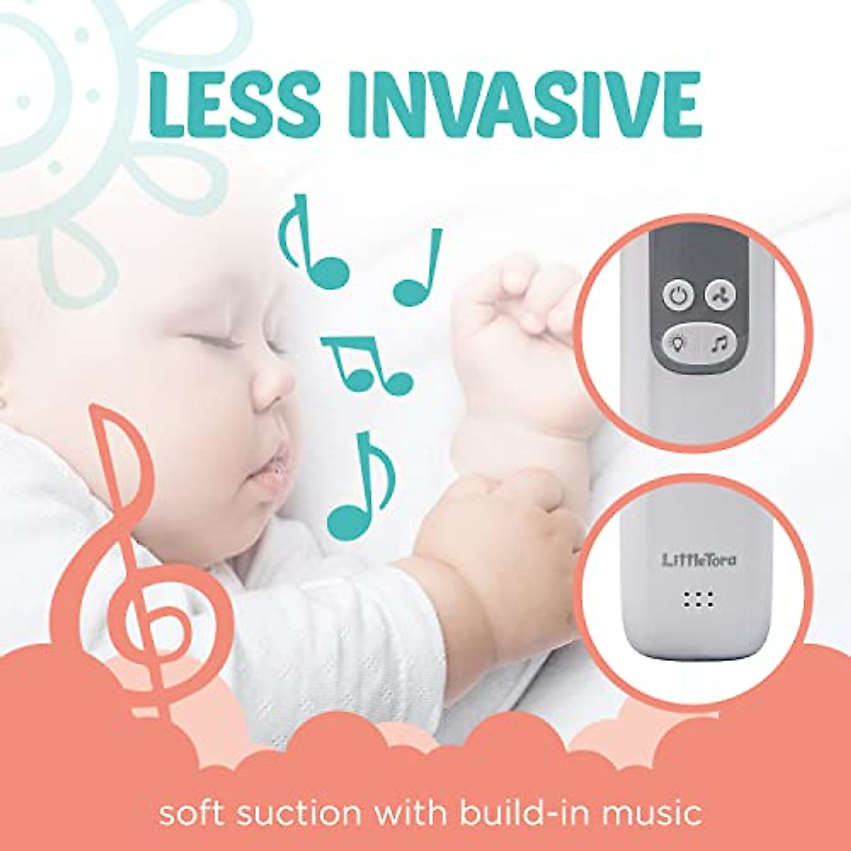 LittleTora Baby Nasal Aspirator - Rechargeable Electric Nose Sucker Baby Nose Cleaner - Toddlers Booger Mucus Sucker - Baby Vac Nasal Aspirator - Infant Booger Suction Removal Device