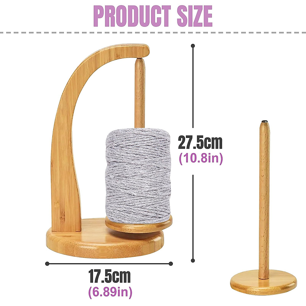 Yarn Spinner,Yarn Ball Holder, Yarn Holder for Crocheting,Wooden Yarn Spinner for Crocheting with Magnetic Metal Twirling Mechanism and Anti - Slip Pads Crochet Gift for Knitting Lovers,1 Spindle