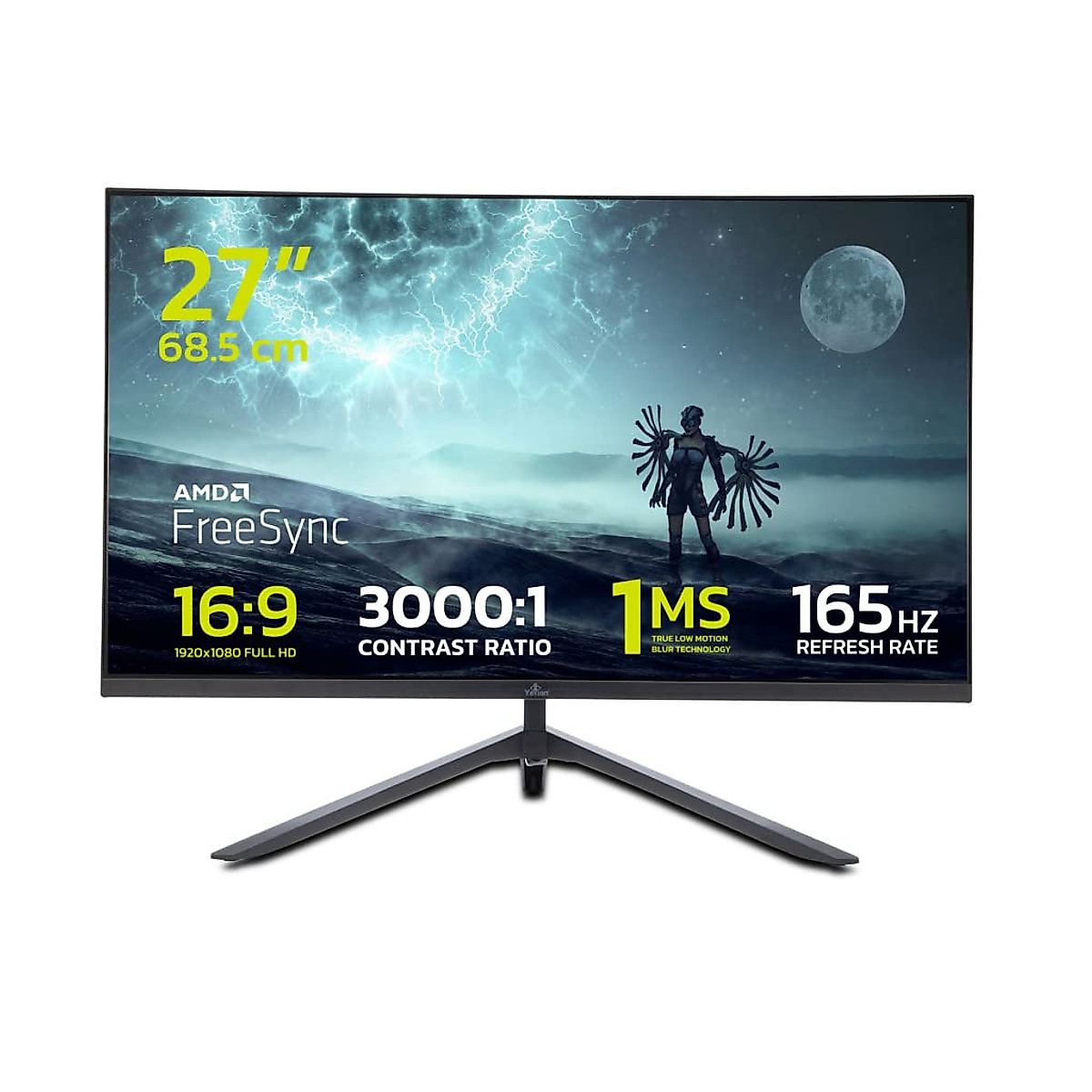 YEYIAN ODRAZ 2000 27” PC Gaming Frameless LED Monitor, 1080P HD, 165Hz, 300cd/m2, 1ms, 3000:1, 16:9, 178°, 16.7M Colors, True Low Motion Blur, AMD FreeSync, DP/HDMI, VESA Mountable, Tilt Adjustable
