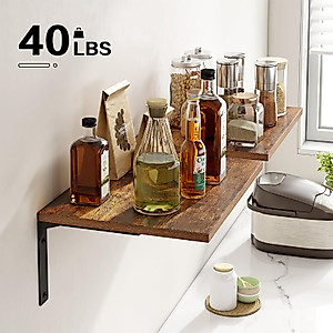 Inforth Floating Shelves for Wall Display, 12” Deep Wall Mounted Shelves for Living Room, Bedroom, Kitchen, Office Decor, Modern Hanging Bookshelf, Storage and Display Shelf Set (Rustic Brown)