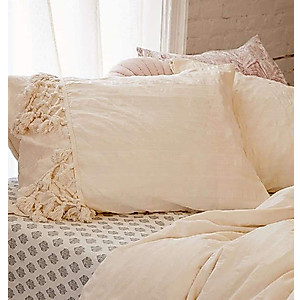 Flber Ivory Duvet Cover Set Queen Boho Bedding Set Cotton Comforer Cover Set.