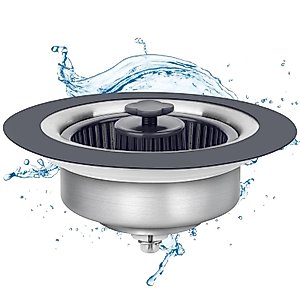 Semour Upgraded 3 in 1 Kitchen Sink Drain Strainer Stopper 304 Stainless Steel Pop Up Kitchen Sink Stopper Anti-Clogging Kitchen Sink Strainer Basket Filter for US Standard 3-1/2 Inch Drain