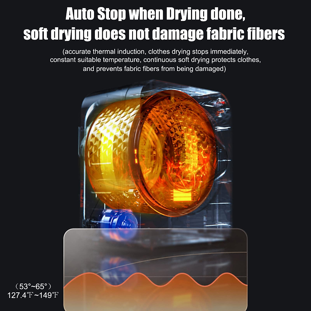 Winado Portable Clothes Dryer 11 lbs Capacity, 3.5 cu.ft Compact Laundry Dryer, w/LCD Display, Stainless Steel Drum, Exhaust Pipe for Apartment Home Dorm 110V 1300W