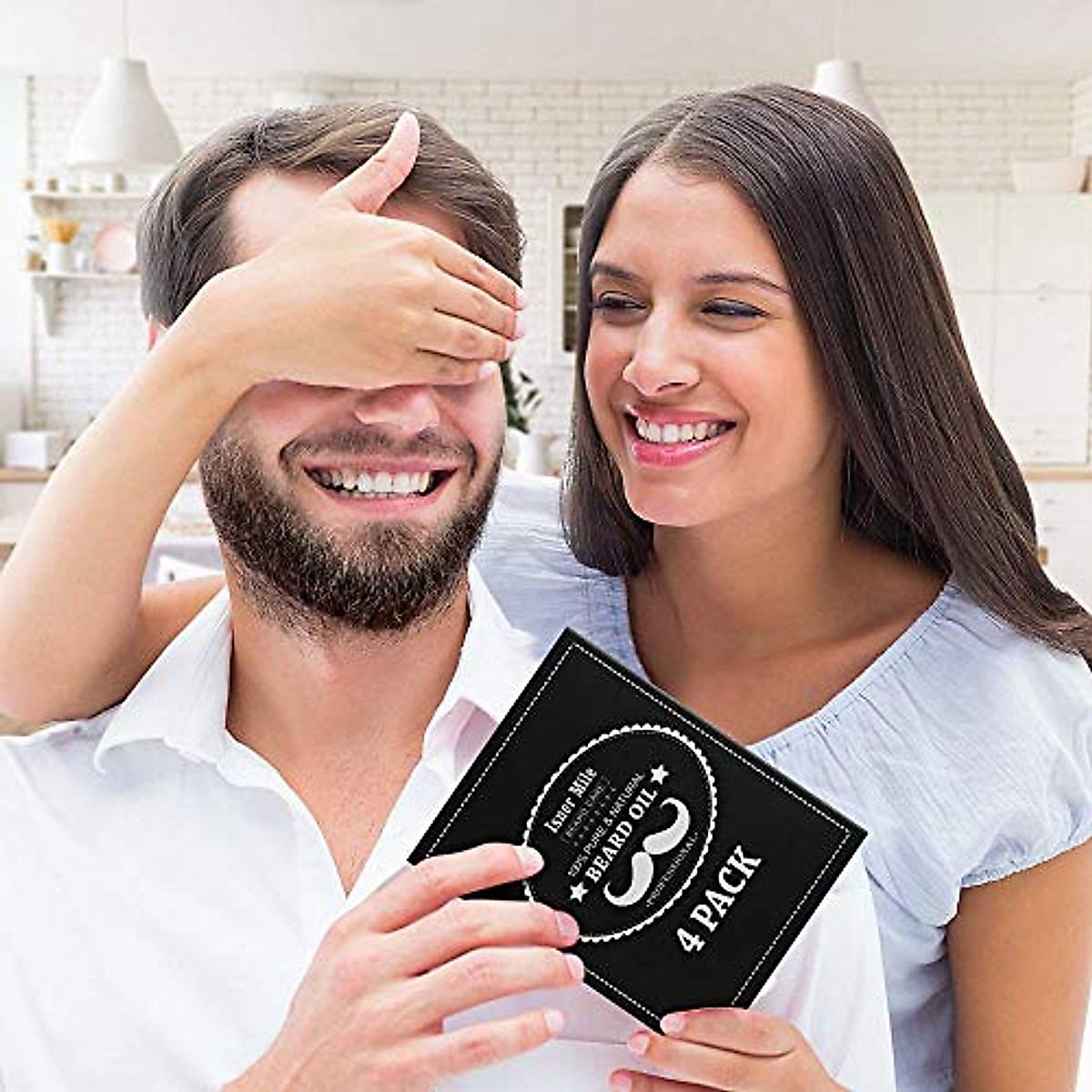 4 Pack Beard Oil Set Leave in Conditioner, Cedarwood, Sandalwood, Sage, Sweet Orange for Men Mustaches Growth, Soften, Moisturizing, Strength, Stocking Stuffers Gifts for Him Man Dad Father Boyfriend