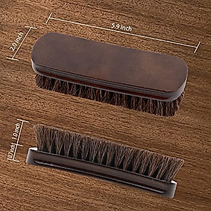 Annalovic 2 PC Horsehair Shoes Polish Brushes, Care Cleaning Daubers Applicators for Shoes, Boots, Leather Handbags, Coats Pans, Sofa, Furniture (Medium, Brown)