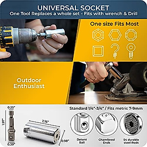 DELLONA Super Socket Stainless Steel Multitool Key 3-pcs, Dad Birthday Gifts For Men, Universal Socket Tool to Unscrew Any Bolt, Ruler, Bike Spoke Key Cool Gifts For Dad/ Fathers Who Wants Nothing