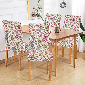 JUNZAN Colourful Blooming Brused Wild Flower Seat Cover 2Pcs Kitchen Chair Seat Covers Foldable Dining Chair Cover for Church Dining Chair