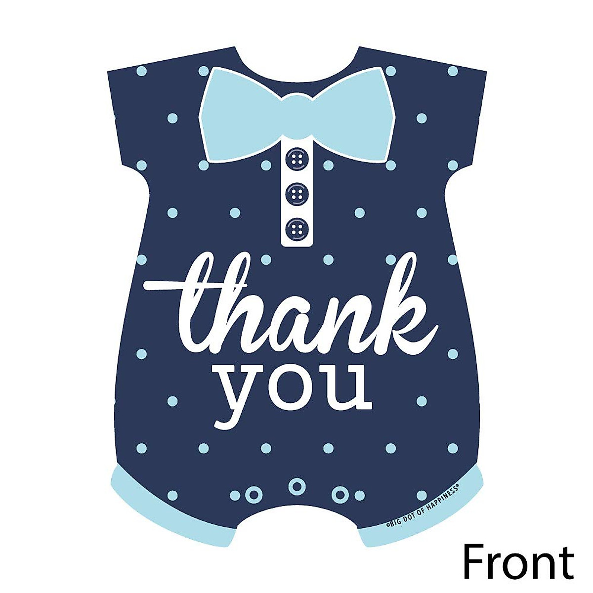 Big Dot of Happiness Hello Little One - Blue and Navy - Shaped Boy Baby Shower Thank You Note Cards with Envelopes - Set of 12