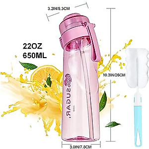 Air Up Water Bottle, 650ML Fruit Fragrance Water Bottle with 4/7 Air Up Flavour Pods, 0% Sugar Water Cup BPA Free, Sports Water Cup Suitable for Gym and Outdoor Sports (Pink+7 Pods+Brush)