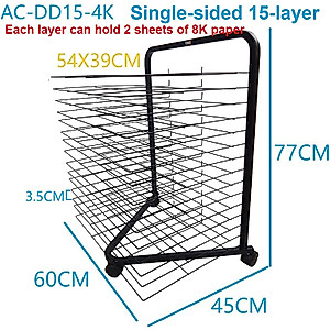 CENAP Art Drying Rack, 15 Tier Mobile Classroom Drying Rack with Removable Wire Rack for Art Studio and Home Use, Drying and Printing Rack