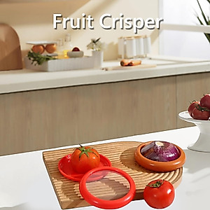 GuangMaii Silicone Fruit Storage Box, 4Pack Reusable Fruit and Vegetable Storage Containers, Fridge Keep Fresh Stretch Storage Pod with Lid for Lemons Garlic Tomato Peper Potatoes (Red, 4Pack)