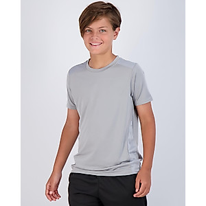 5 Pack: Boys Girls Active Athletic Quick Dry Dri Fit Short Sleeve T-Shirt Crew Neck Tops Teen Gym Undershirts Tees Youth Basketball Clothes Moisture Wicking Shirts-Set 14,Small (6-7)