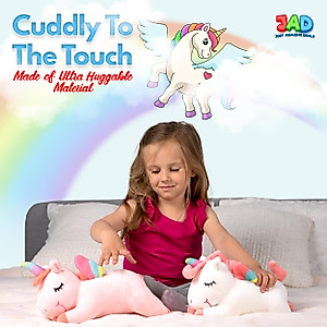 JUST AMAZING DEALS Unicorn Stuffed Animals Set of Two (2) Plushies, 12 inch, Big Cuddly Soft Cute Pink White Rainbow Lovable Alicorn Birthday Gifts Pillows Toys for Girls