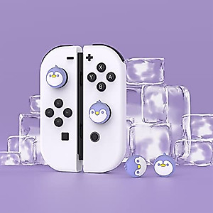 PlayVital Penguin Joystick Caps for Nintendo Switch, Thumbstick Caps for Switch Lite, Analog Cover for Switch OLED Joycon Thumb Grip Caps for Switch & Switch Lite & Switch OLED - Light Violet