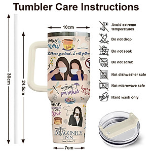 GEPOSTORE TV Show Tumbler 40oz Stainless Steel Tumbler with Handle, Stars Coffee Travel Cup, Birthday Gifts for Movie Lover