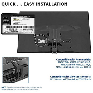 VIVO Quick Attach VESA Adapter Plate, Designed for Acer and Viewsonic Monitors Including R240HY bidx, SB220Q, RT240Y, R221Q, RT270, G227HQL, VX2276-smhd, and More, VESA up to 100x100, MOUNT-AR240H